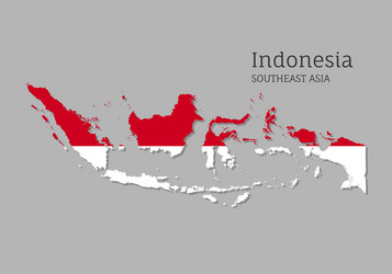 Highly detailed indonesian map with flag Vector Image