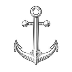 Anchor with rope and nautical compass drawn Vector Image