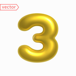 Number 0 zero sign in gold color realistic Vector Image