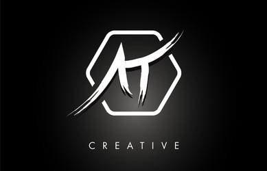 Initial letter a and t at monogram logo design Vector Image