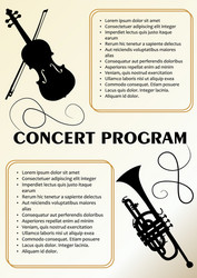 Concert program cover template with treble clef Vector Image
