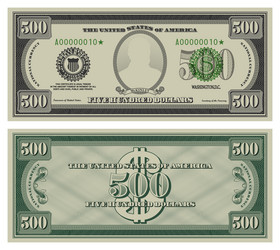 New 500 dollars banknote obverse and reverse Vector Image
