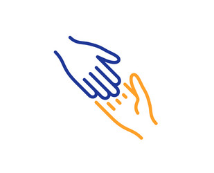 Helping hand line icon give gesture sign Vector Image