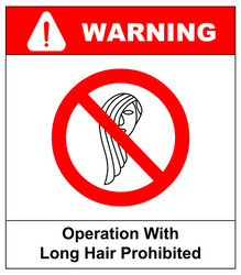 Loose clothing and long hair prohibited sign Vector Image