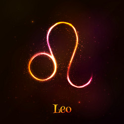 Leo zodiac neon sign Royalty Free Vector Image