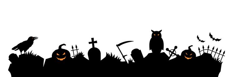 Horizontal banner of midnight graveyard Royalty Free Vector