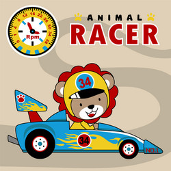 Car racing with cute animals racer cartoon Vector Image