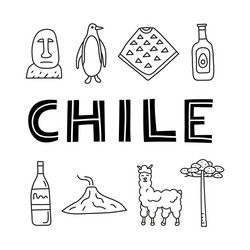 Poster with lettering and doodle colored chile Vector Image