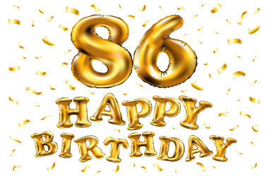 Happy birthday 86th celebration gold balloons Vector Image