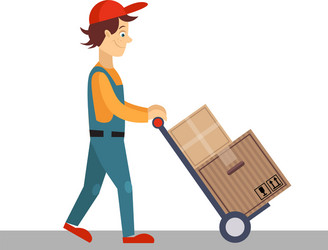 Delivery man with empty cart Royalty Free Vector Image