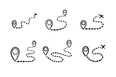Hand drawn map distance measuring icon doodle Vector Image