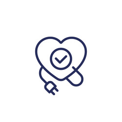 Heart with electric plug line icon Royalty Free Vector Image