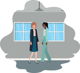 Businesswomen with wall and windows avatar Vector Image