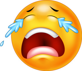 Sad Crying Smiley Face Emoji Character Royalty Free Vector