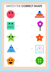 Correct shape matching worksheet Royalty Free Vector Image