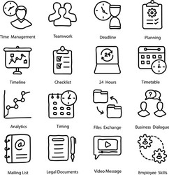 Project management teamwork flat icons set Vector Image