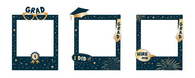 Graduation party photo booth props frame Vector Image