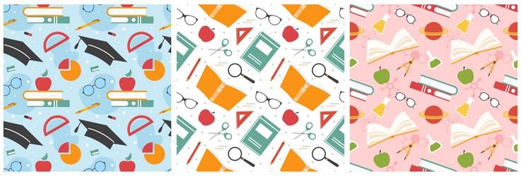 Set of happy teacher seamless pattern design Vector Image