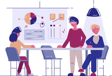 Graphic cartoon character new work process Vector Image