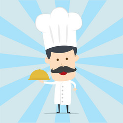 Cyborg robot chef restaurant kitchen cartoon Vector Image