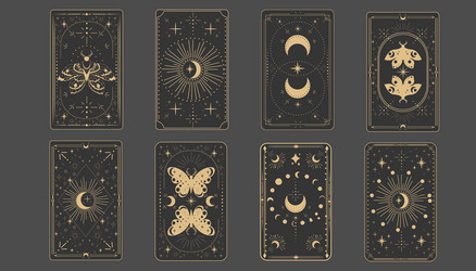 Mystical corners and frame borders in tarot style Vector Image