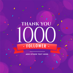 1000 followers network thank you poster Royalty Free Vector