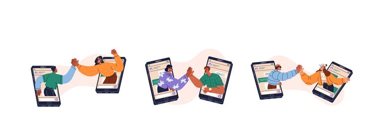 High-five greeting in internet online Royalty Free Vector