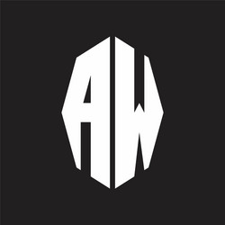 Aw logo monogram with shield line and 3 arrows Vector Image