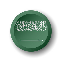 Glossy circle badge flag of saudi arabia Vector Image