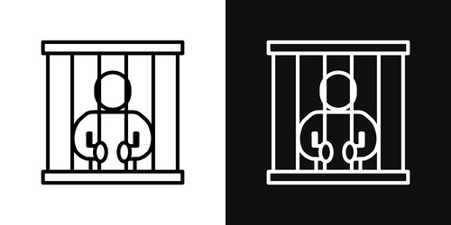 Criminal behind bars icon set prison jail cell Vector Image