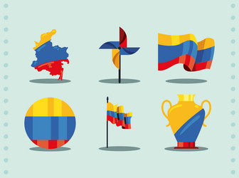 Six flat colombian icons Royalty Free Vector Image