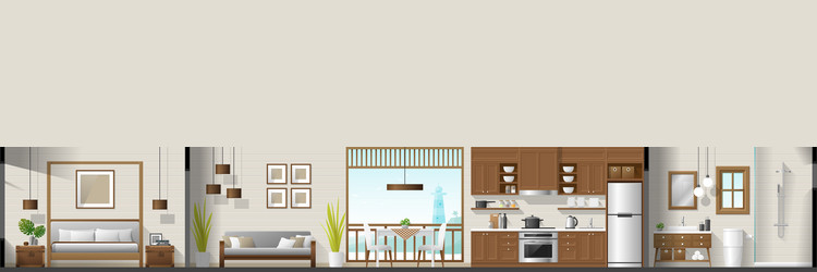 House interior section panorama Royalty Free Vector Image