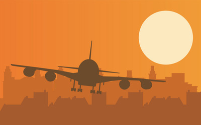 Plane and sunset art Royalty Free Vector Image