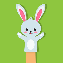 Hand puppet rabbit cartoon Royalty Free Vector Image