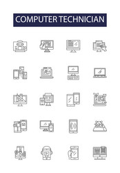 Technician line icons and signs engineer Vector Image