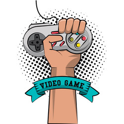 Gamer hand with gamepad Royalty Free Vector Image
