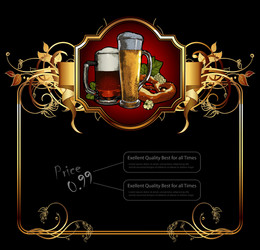 Ornate frame with beer elements Royalty Free Vector Image
