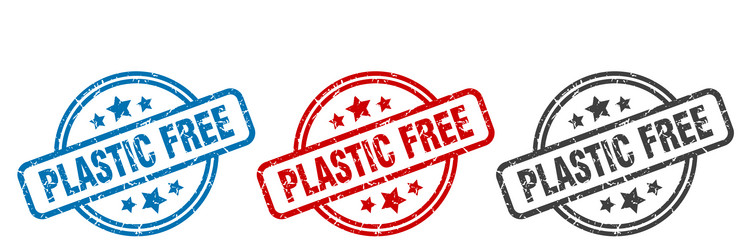 Plastic free stamp label round Royalty Free Vector Image