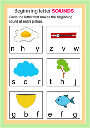 Circle the beginning sound of each picture Vector Image