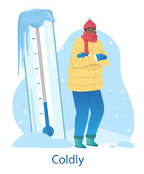 Cold weather meteorology thermometer Royalty Free Vector