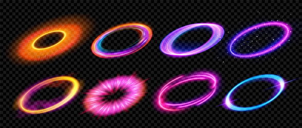 Realistic set of round light flares Royalty Free Vector