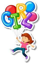 Girl hi sticker for messenger label icon colorful Vector Image