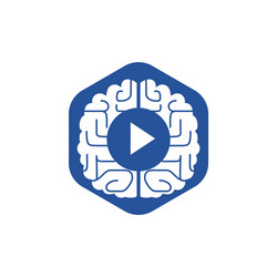 Brain media player logo design Royalty Free Vector Image