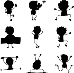 Hand drawing abstract cartoon silhouette kids Vector Image