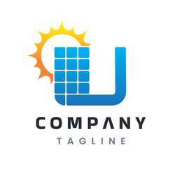 Letter v solar energy logo solar power panel Vector Image