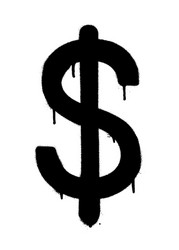 Currency icon of dollar black spray graffiti Vector Image