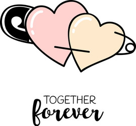 Love forever lettering quote card on heart hand Vector Image