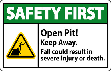 Caution excavated pit sign keep back Royalty Free Vector