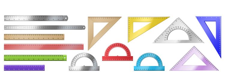 Set of realistic rulers plastic and metal Vector Image