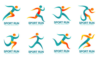 Set sports logos running logo Royalty Free Vector Image